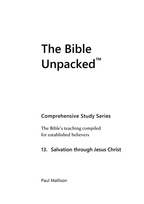 Solution Salvation Through Jesus Christ Salvation Through Jesus Christ