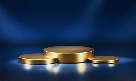 블루 배경에 대한 골든 컬러 우승자 연단 당신의 제품을 위한 장소를 표시하는 3d 컴퓨터 그래픽 템플리트 0명에 대한 스톡 사진 및 기타 이미지 Istock