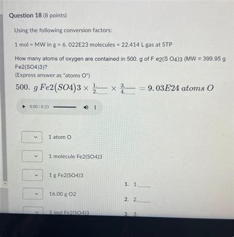 Solved Question 18 8 Points Using The Following Conversion Chegg Com