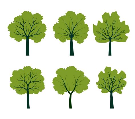Set Of Green Trees Vector Outline Illustration Plant In Garden Vector Art At Vecteezy