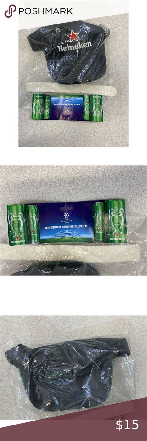 Heineken Uefa Champions League Cap Black Green Hook And Loop Hat New Uefa Champions League