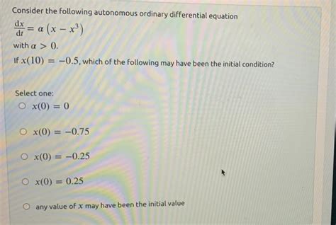 Solved Consider The Following Autonomous Ordinary