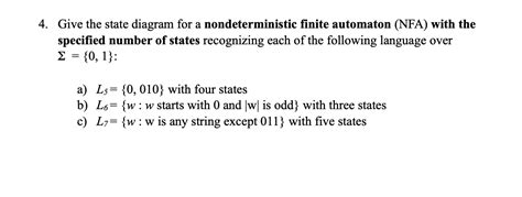 Solved 4 Give The State Diagram For A Nondeterministic