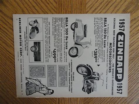 Zundapp Bella 200 Deluxe Motorscooters Authentic 1957