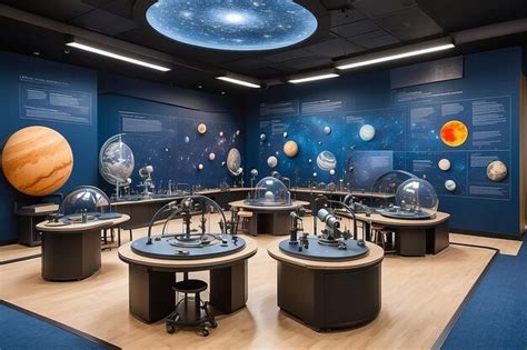 Premium Photo Illustrate A Section Of The Lab Dedicated To Astronomy Featuring Models Of