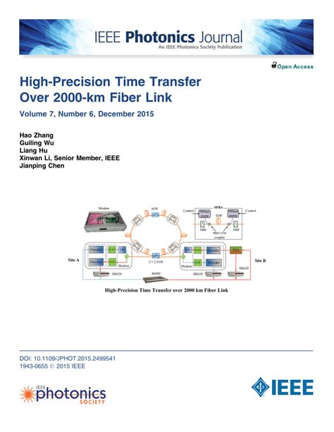 Pdf High Precision Time Transfer Over 2000 Km Fiber Link
