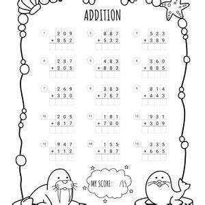 50 Printable Triple Digit Addition And Subtraction Practice Etsy