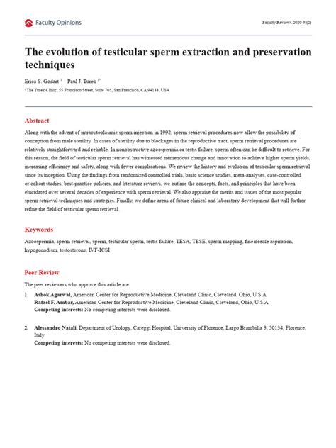 The Evolution Of Testicular Sperm Extraction Facrev 09 02 Pdf Clinical Medicine Medicine