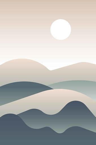 일본의 물결이 있는 풍경 베이지색 녹색 회색과 흰색 산과 언덕 모래 언덕 그래픽 디자인 자연과 생태학 수직 방향입니다 소셜 미디어 엽서 및 포스터용 템플릿 0명에 대한 스톡