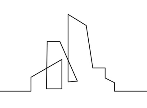 Abstract Architecture Continuous Lines Drawing White Background Stock