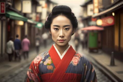 Premium Ai Image Portrait Of A Japanese Woman In National Clothes