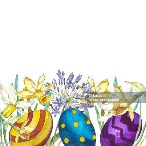 손으로 그린 수채화 예술 계란 봄 꽃 흰색 배경에 격리 된 그림입니다 0명에 대한 스톡 벡터 아트 및 기타 이미지 0명 그림 그리기 도시를 벗어난 장면 Istock