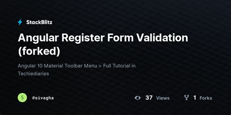 Angular Register Form Validation Forked Stackblitz