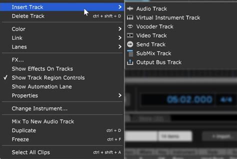 Track Right Click Commands Virtual Instrument Track Acoustica