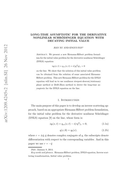 Pdf Long Time Asymptotic For The Derivative Nonlinear Schrödinger Equation With Step Like