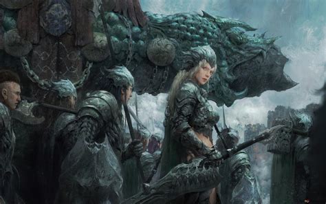 Dragon Warrior Girl Holding Sword 4k Wallpaper Download