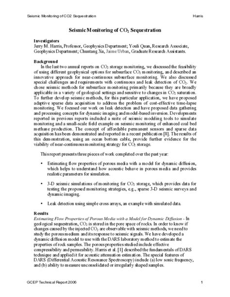 Pdf Seismic Monitoring Of Co2 Sequestration