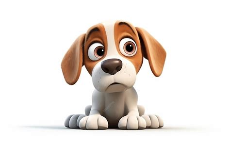 Perro De Dibujos Animados Con Expresión Triste Sobre Fondo Blanco