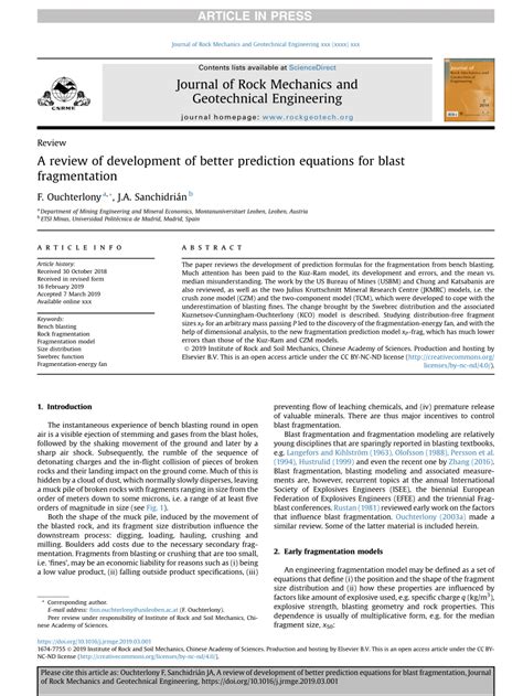 Pdf A Review Of Development Of Better Prediction Equations For Blast Fragmentation