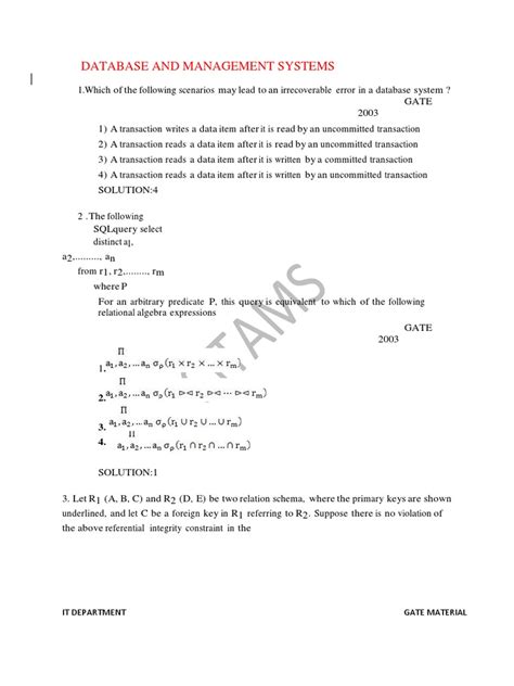 database and management systems fundamentals a guide to relational algebra database