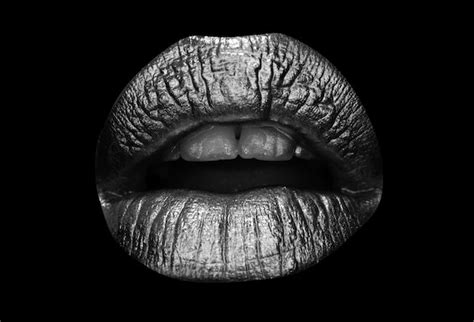 Premium Photo Glamour Golden Lips Golden Lipstick Closeup Lips With