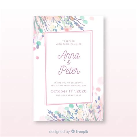 Рисованная цветочная рамка свадебное приглашение Бесплатно векторы