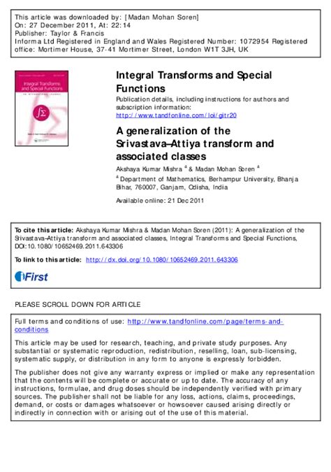 Pdf A Generalization Of The Srivastavaattiya Transform And Associated Classes