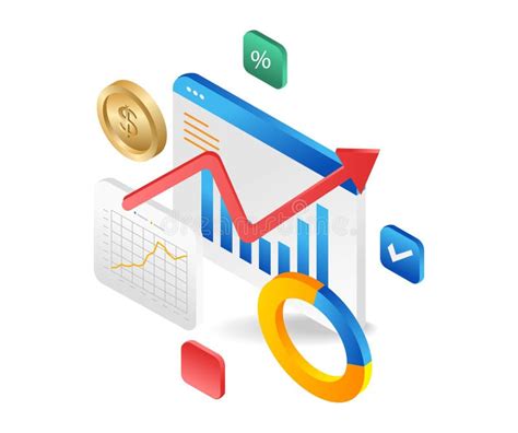 Flat 3d Illustration Concept Isometric Money Investment Business Data Analysis Screen Stock