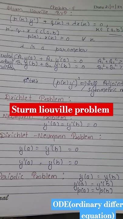 Sturm Liouville Problem Ode Maths Csirnet Youtube