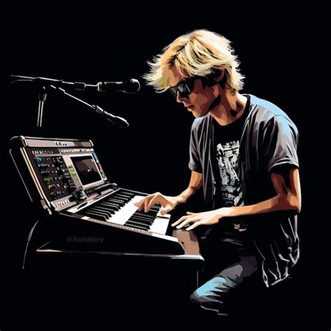 Premium Photo Handsome Blond Teenager Playing Musical Keyboard On Stage Rock And Roll Style