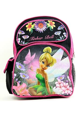 Disney Fairies Tinkerbell Backpack Girls Pink Black School Bag