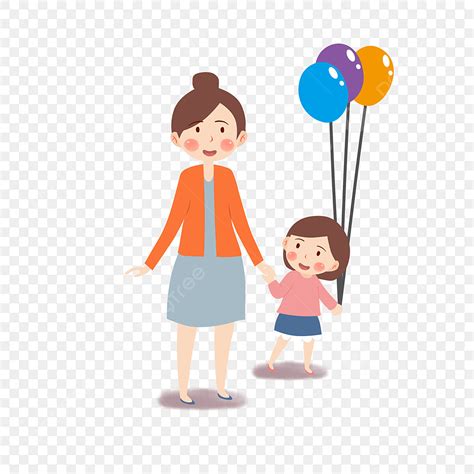 어버이 날 엄마와 딸 만화 캐릭터 일러스트 어머니 클립 아트 어머니의 날 엄마와 딸 Png 일러스트 및 Psd 이미지 무료