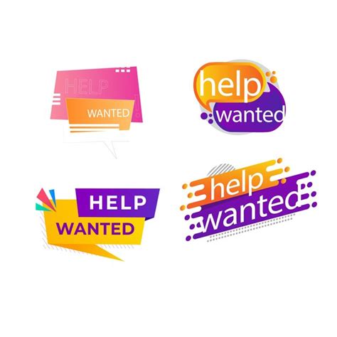 Premium Vector Help Wanted Label Design Vector