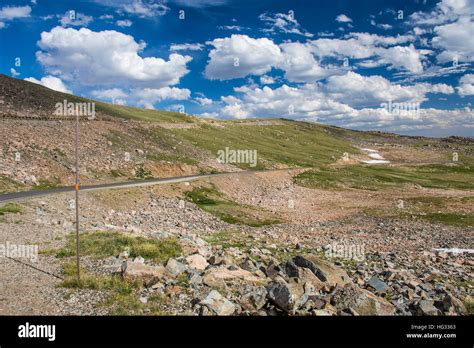 Beartooth Highway Showing A Snow Plow Guide Pole Along The Road