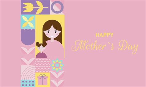 해피 어머니의 날 배너 가로 포스터 인사말 카드 웹 사이트 헤더 현대 네오 기하학적 추상 배경입니다 벡터 일러스트 레이 션 가족에 대한 스톡 벡터 아트 및 기타 이미지