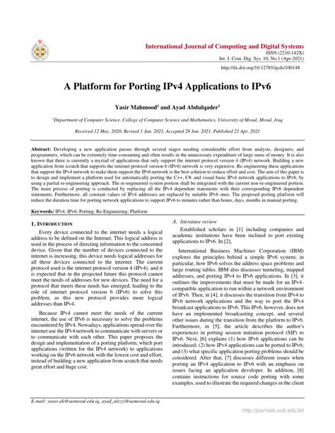 pdf a platform for porting ipv4 applications to ipv6