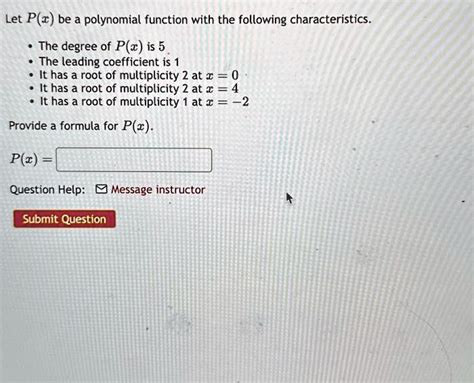 Solved Let P X Be A Polynomial Function With The Following