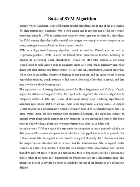 Basic Of Svm Algorithm Download Free Pdf Support Vector Machine