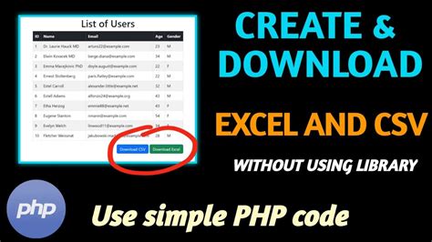 Create And Download Excel And Csv Files In Php Without Using Libraries
