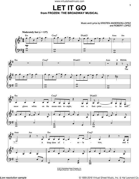 Let It Go From Frozen The Broadway Musical Sheet Music For Voice And Piano
