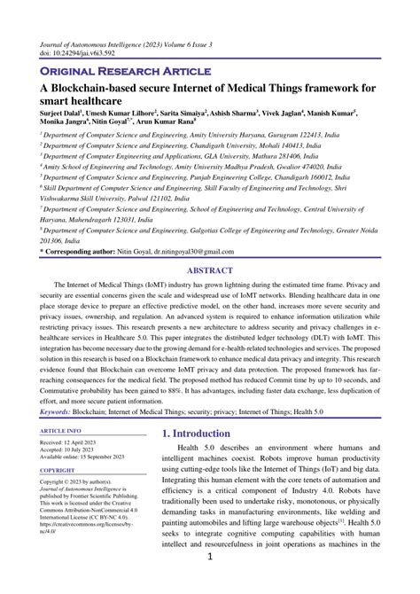 Pdf A Blockchain Based Secure Internet Of Medical Things Framework