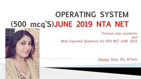 Nta Ugc Net And Set Exams Operating System Mcqs June 2019 Nta Net Part