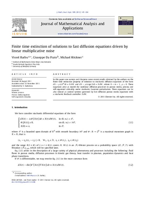 Pdf Finite Time Extinction Of Solutions To Fast Diffusion Equations Driven By Linear