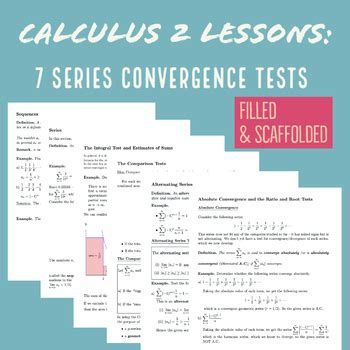 BUNDLE Calculus Series Convergence Tests Lesson Notes Filled Scaffolded