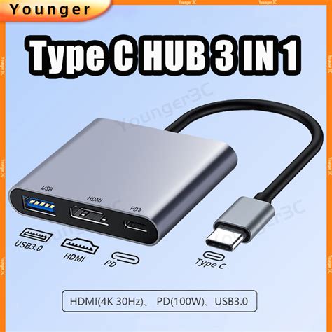 In Usb C Digital Av Multi Port Adapter Usb Hub Type C To Usb Hdmi Type C Female Charger