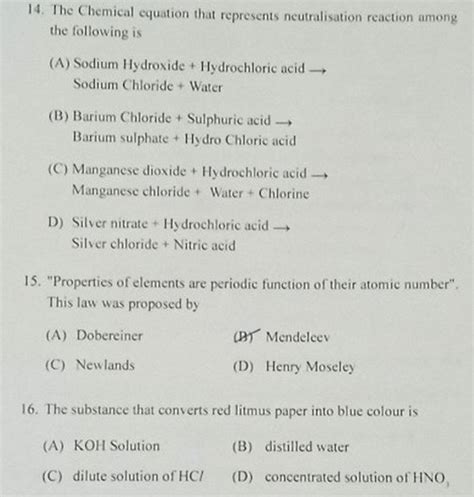 The Chemical Equation That Represents Neutralisation Reaction Among The F
