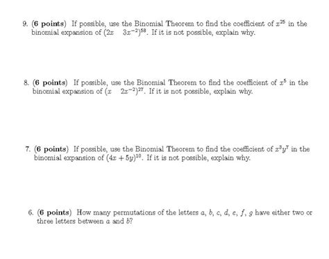 Solved Points If Possible Use The Binomial Theorem Chegg