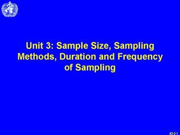PPT Unit 3 Sample Size Sampling Methods Duration And Frequency Of Sampling PowerPoint