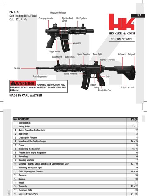Manual Hk 416 D145rs Aug2010 Print Pdf Cartridge Firearms Magazine Firearms