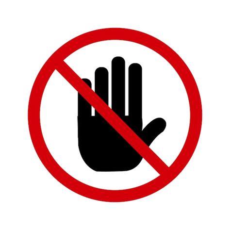 금지 표시 수동 금지 금지 액세스 빨간색 원과 검은 손바닥 중지합니다 진입 표시 없음 프리미엄 벡터
